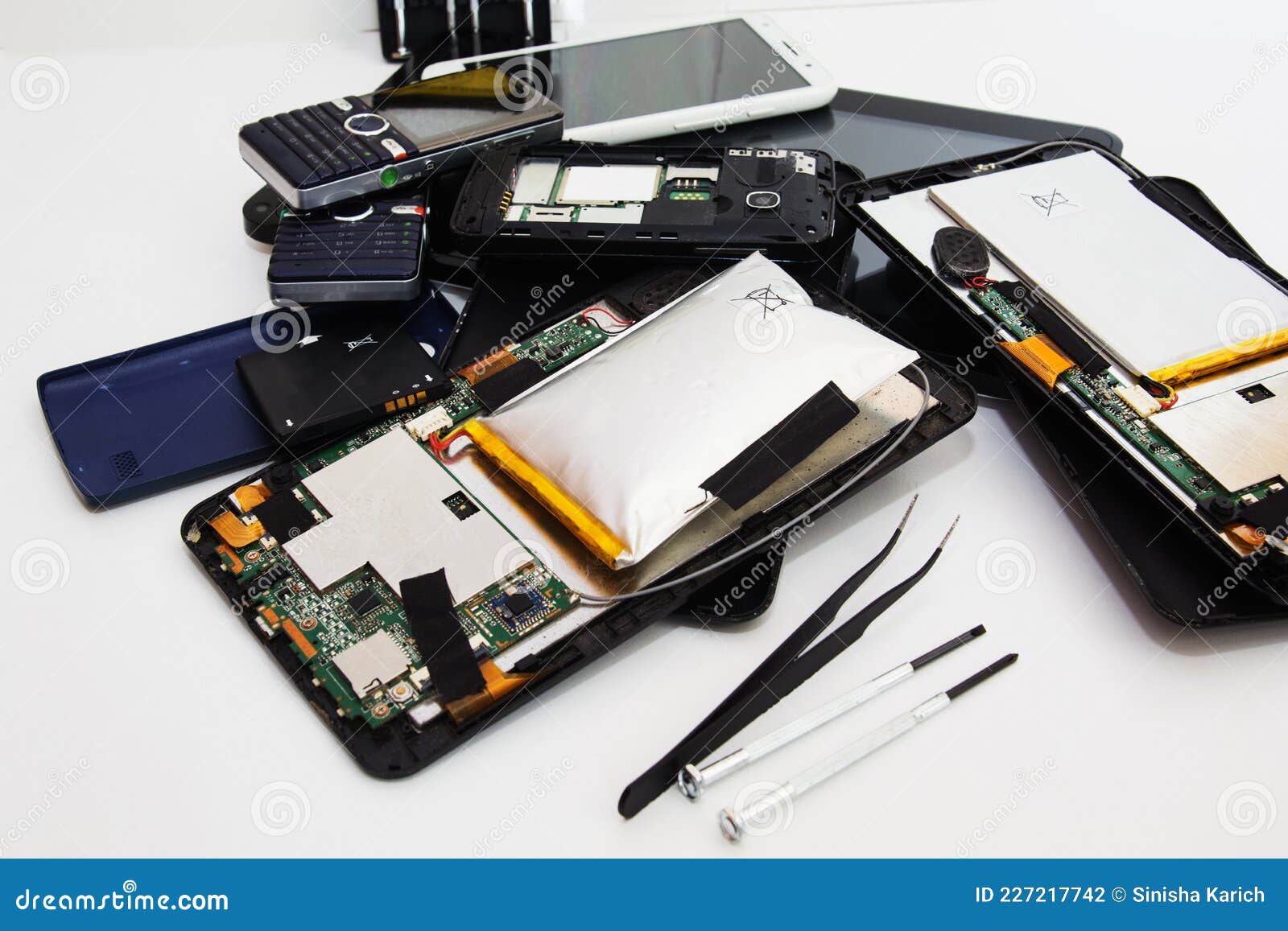 Damaged Tablets and Smartphones Stock Photo - Image of explosion ...