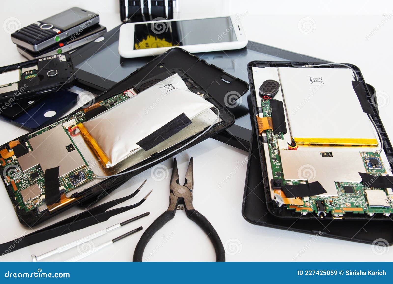 Damaged Swollen Li-polymer Battery In Tablet. Inflated Battery. Broken ...