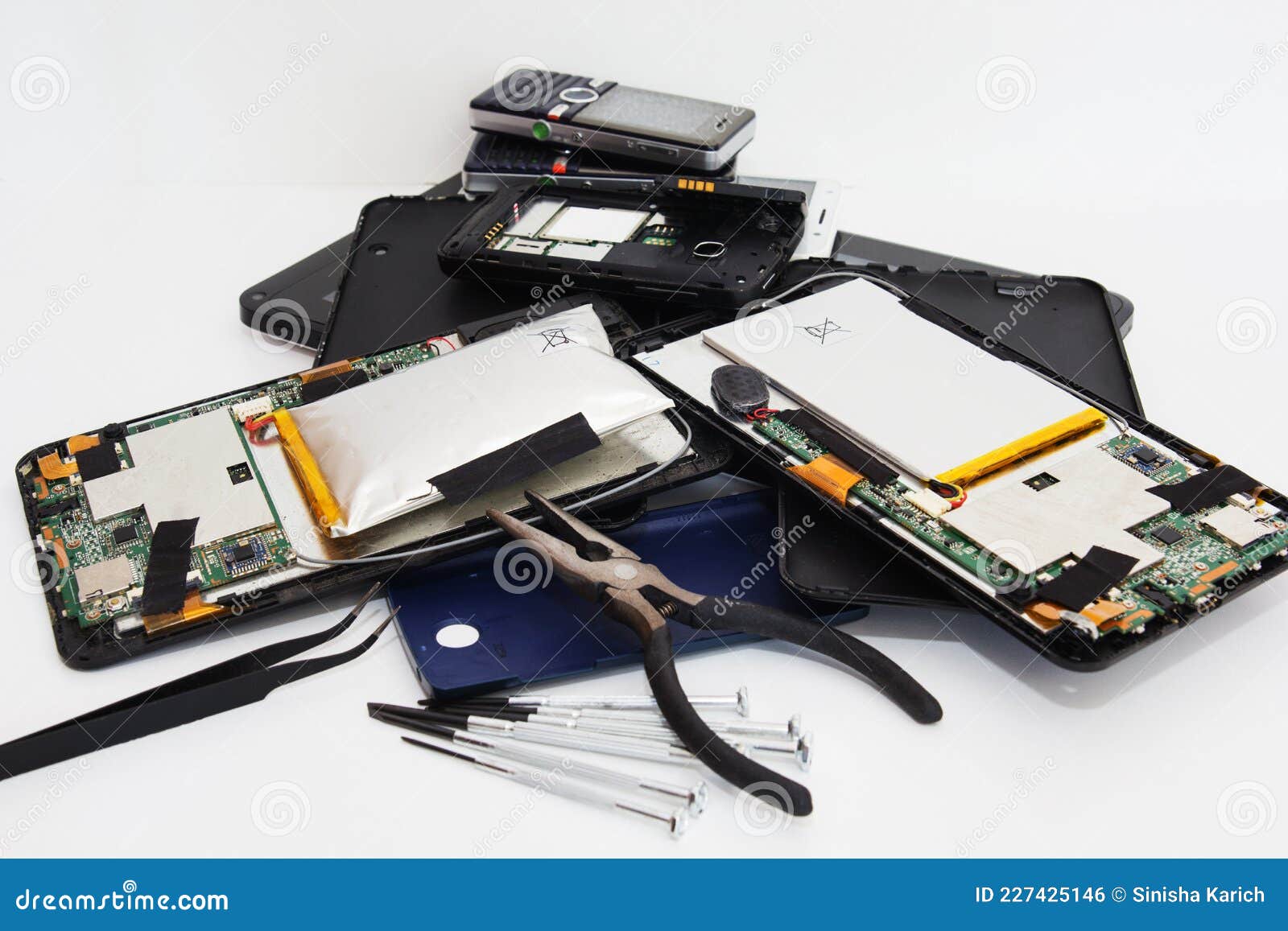 Damaged Tablets and Smartphones Stock Photo - Image of maintenance ...