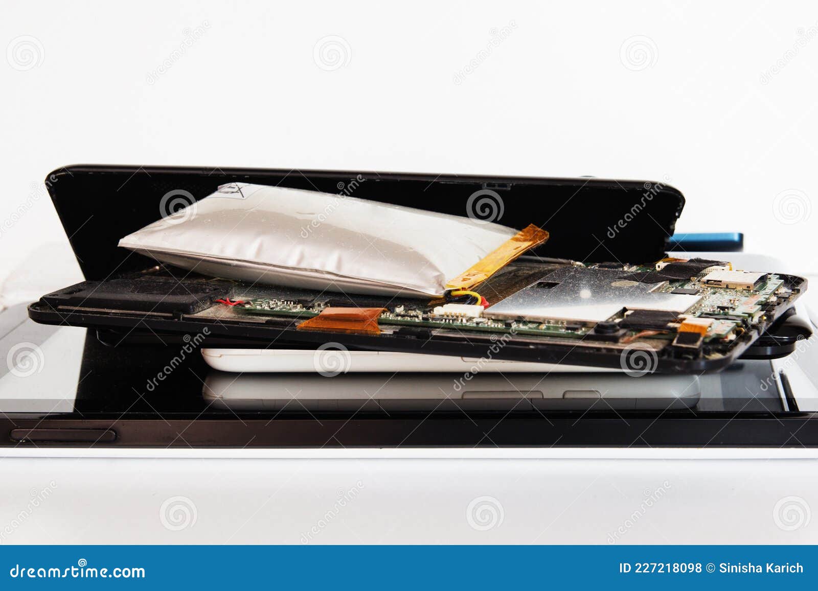 Damaged Swollen Li-polymer Battery In Tablet. Inflated Battery. Broken ...