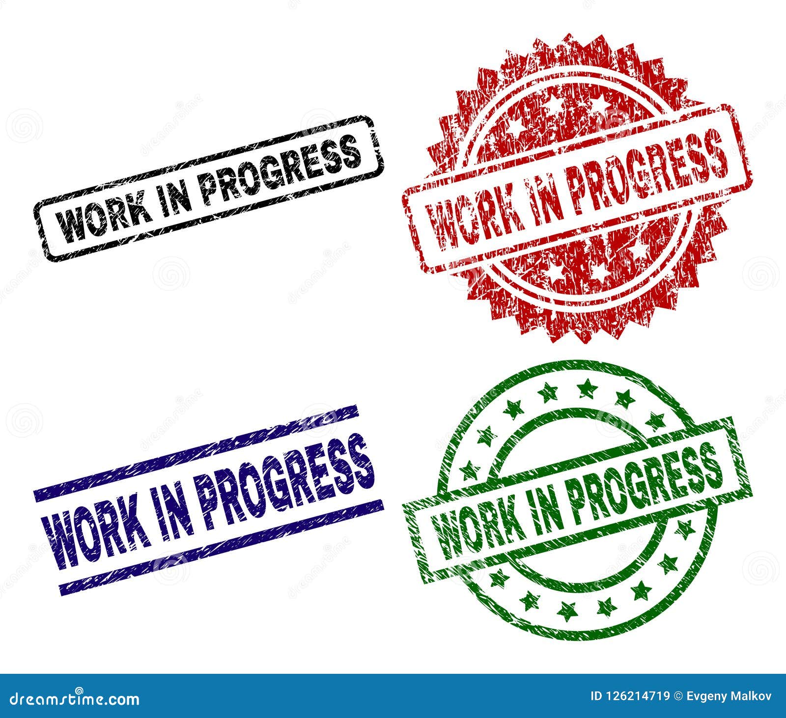 Damaged Textured WORK in PROGRESS Stamp Seals Stock Vector ...