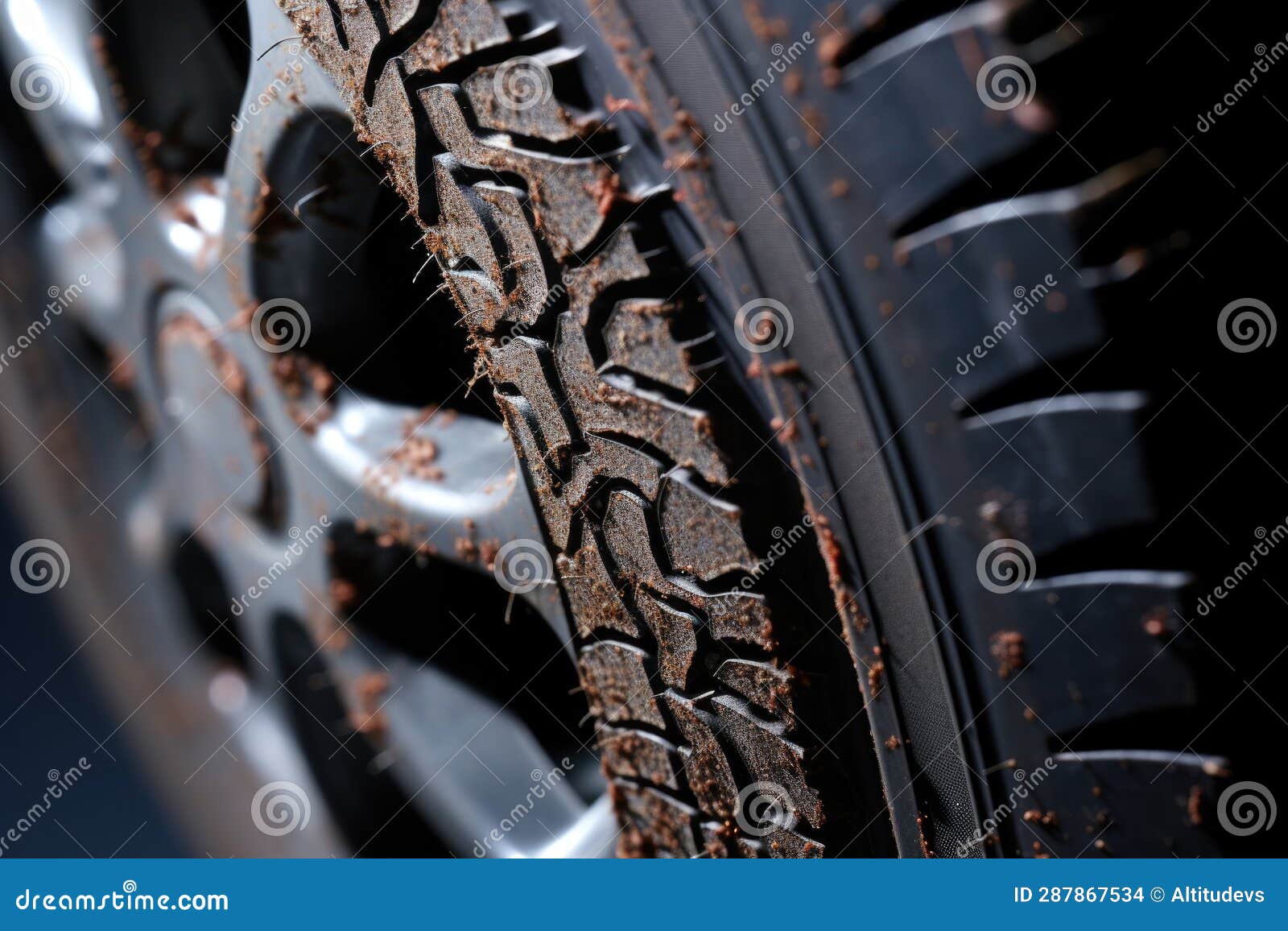 Damaged Tire with Visible Tread Wear Stock Photo - Image of tread ...