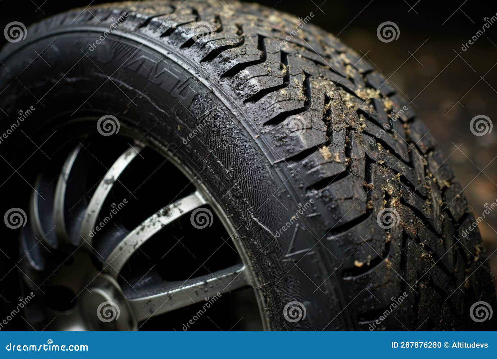 Damaged Tire with Visible Tread Wear Stock Photo - Image of damage ...