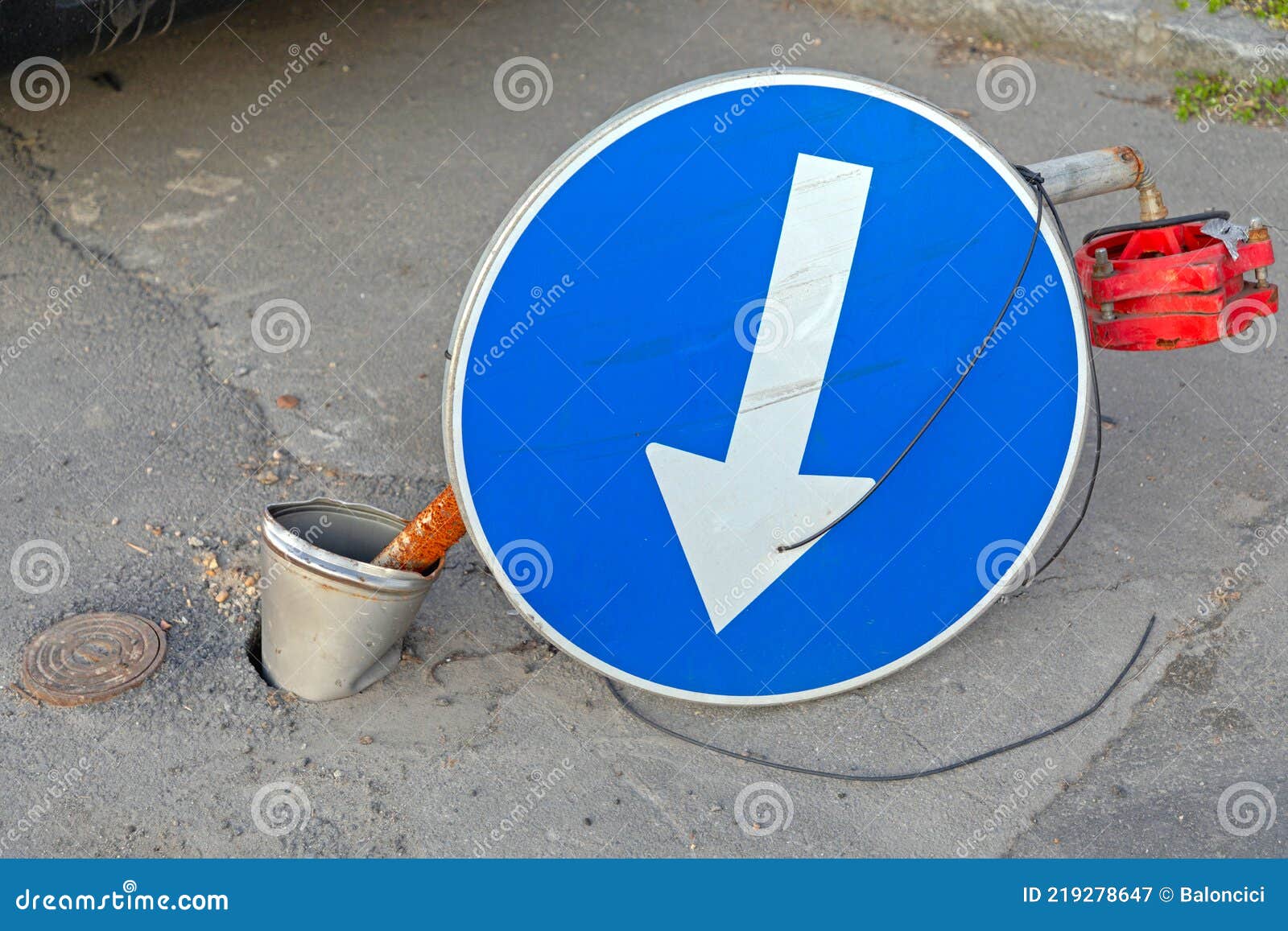 Damaged Traffic Sign stock image. Image of road, pole - 219278647