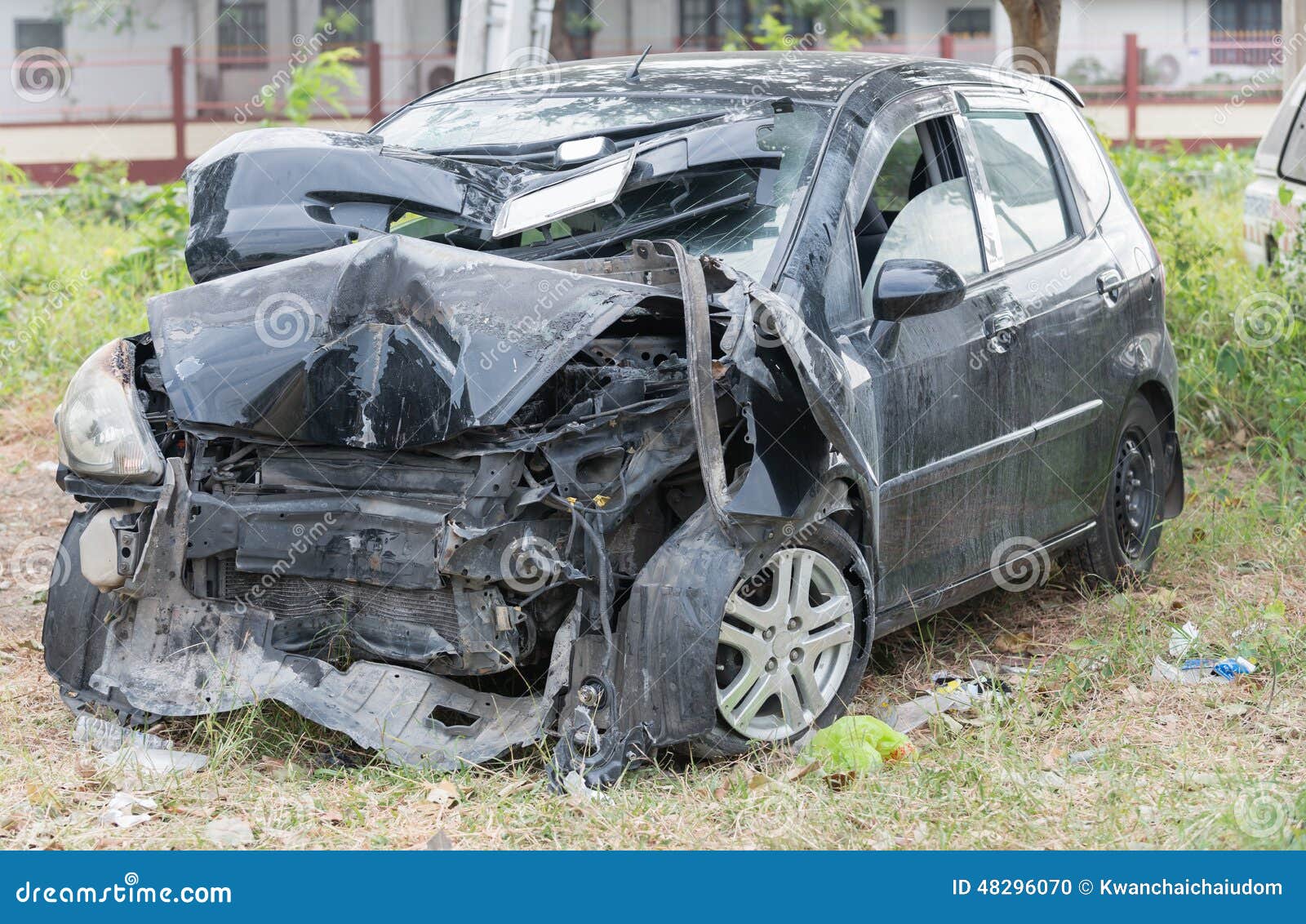 Damaged Vehicle after Car Accident Stock Photo - Image of destroyed ...