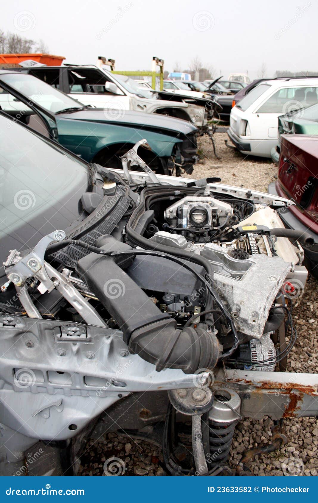 Damaged Vehicles at the Scrap Yard Stock Photo - Image of environment ...