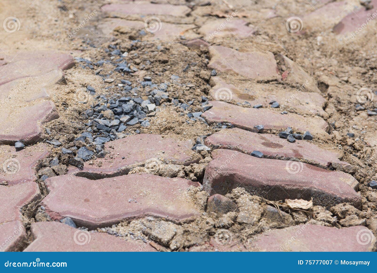 Damaged of Walkway Bricks Floor Stock Image - Image of footpath, ground ...