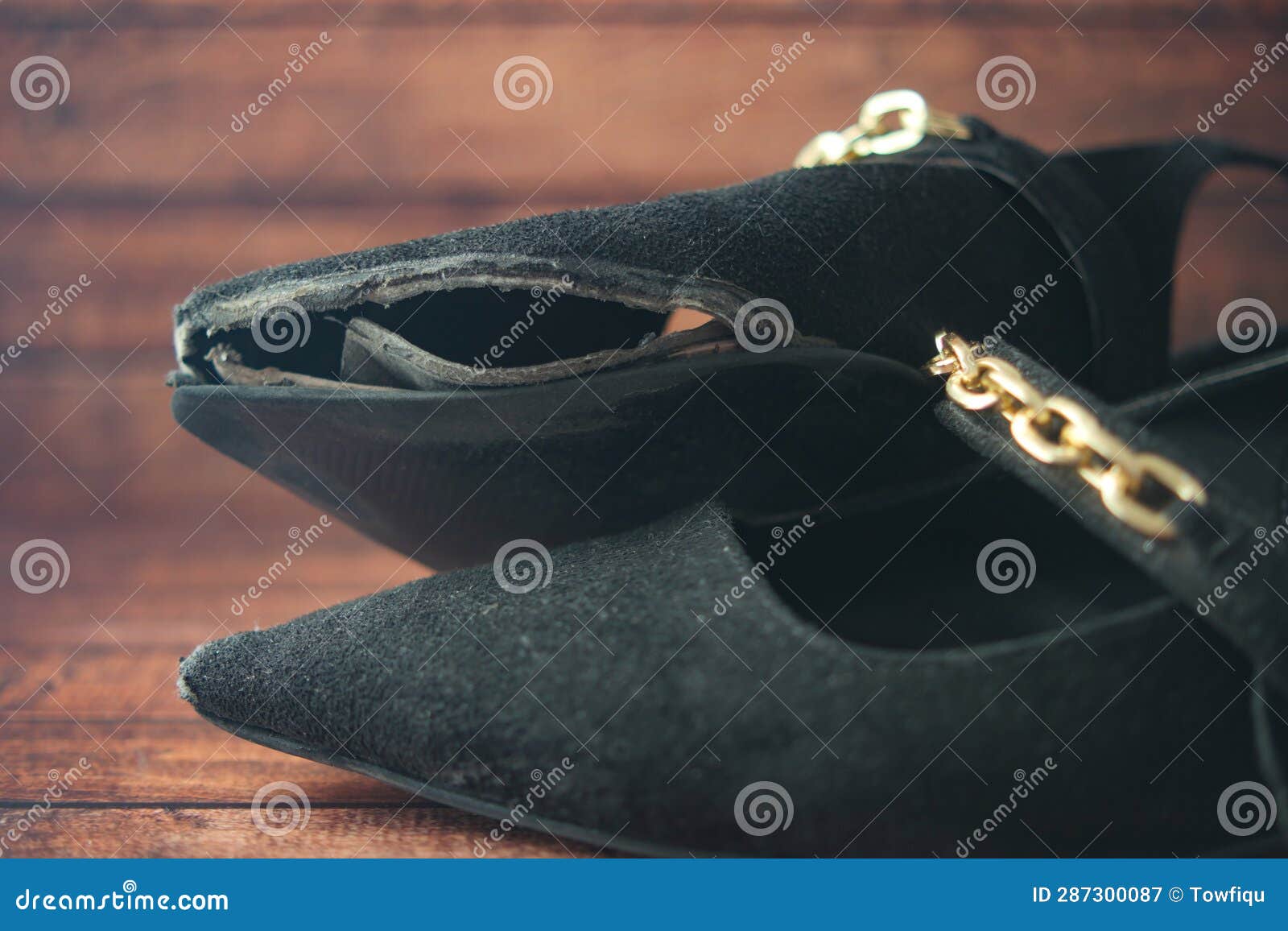Damaged Women Old Worn Torn Shoes, Stock Image - Image of damaged ...