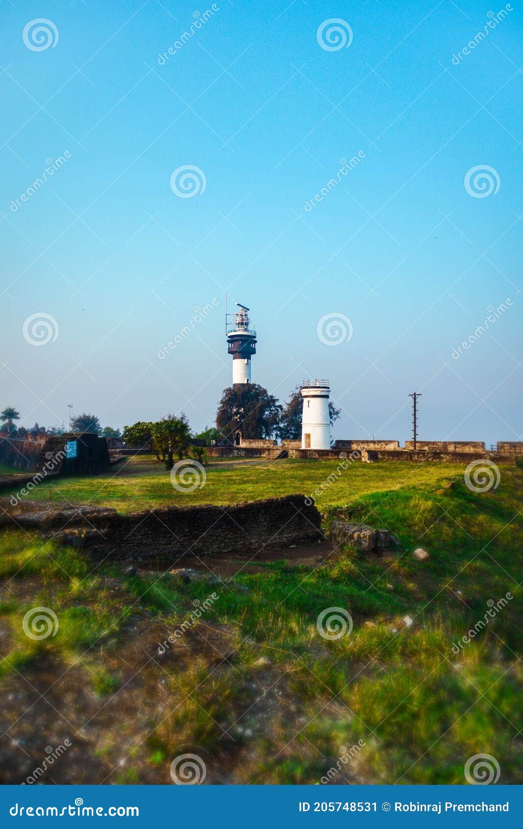 Daman Lighthouse Wide Angle Photo with Lighthouse in Focus Stock Image ...