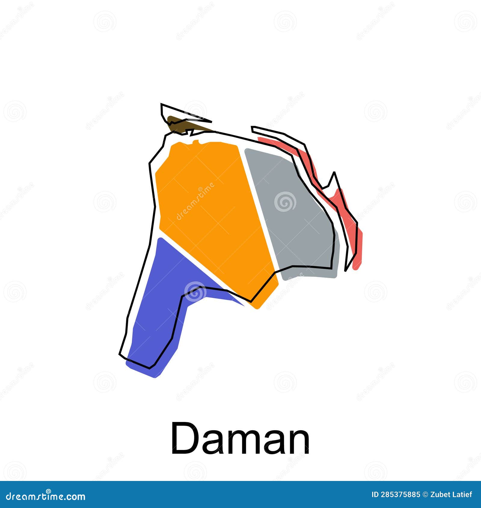Daman Map Illustration Design, Vector Template with Outline Graphic ...