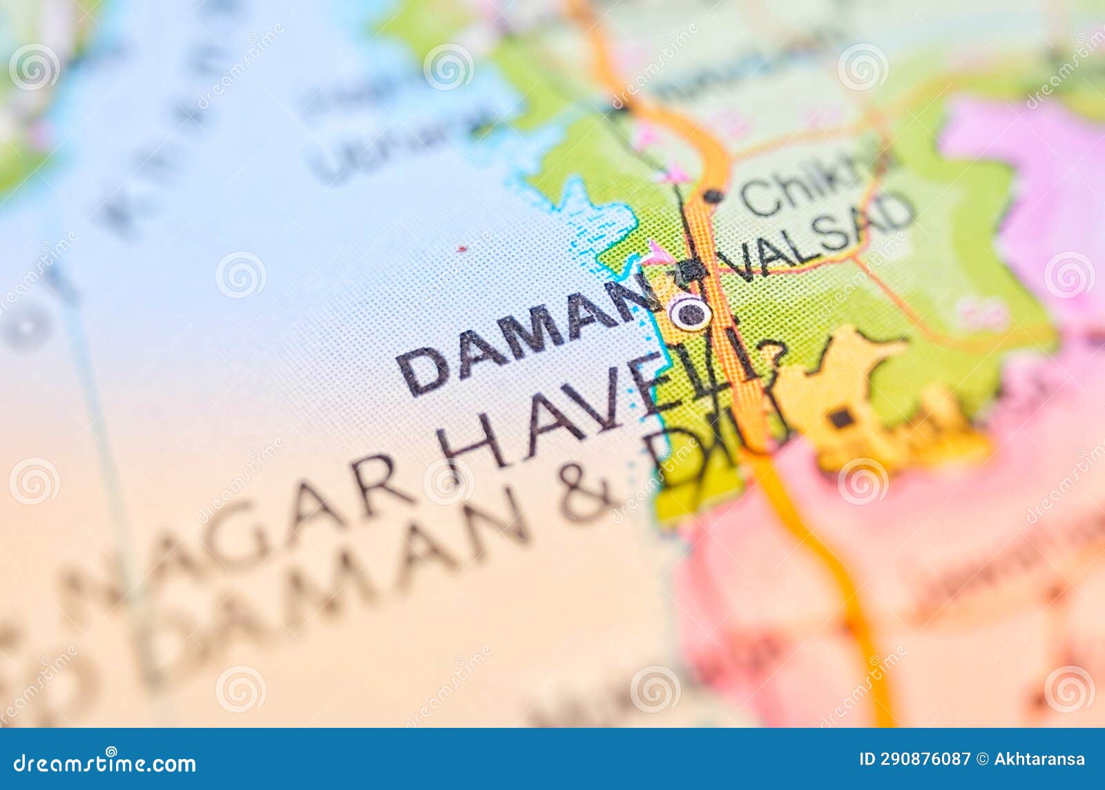Daman On A Map Of India With Blur Effect Royalty-Free Stock Photography ...