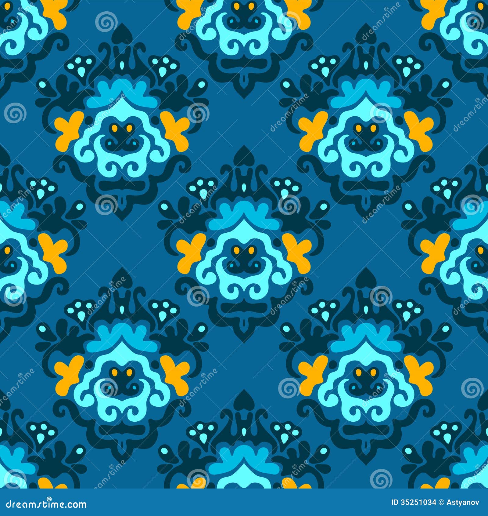 Damas Design Abstract Seamless Background Stock Illustration ...