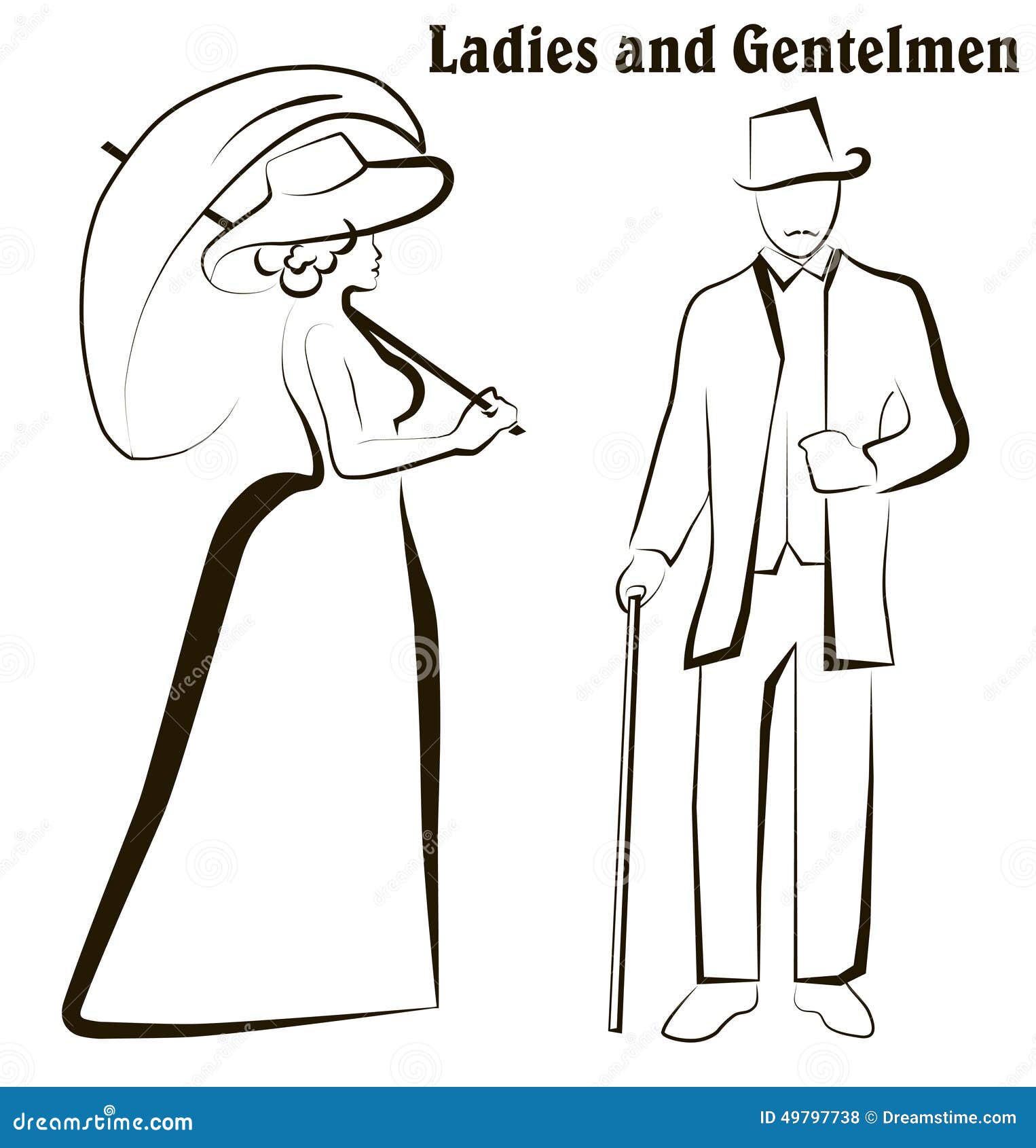 Damas y caballeros stock de ilustración. Ilustración de estilizado ...