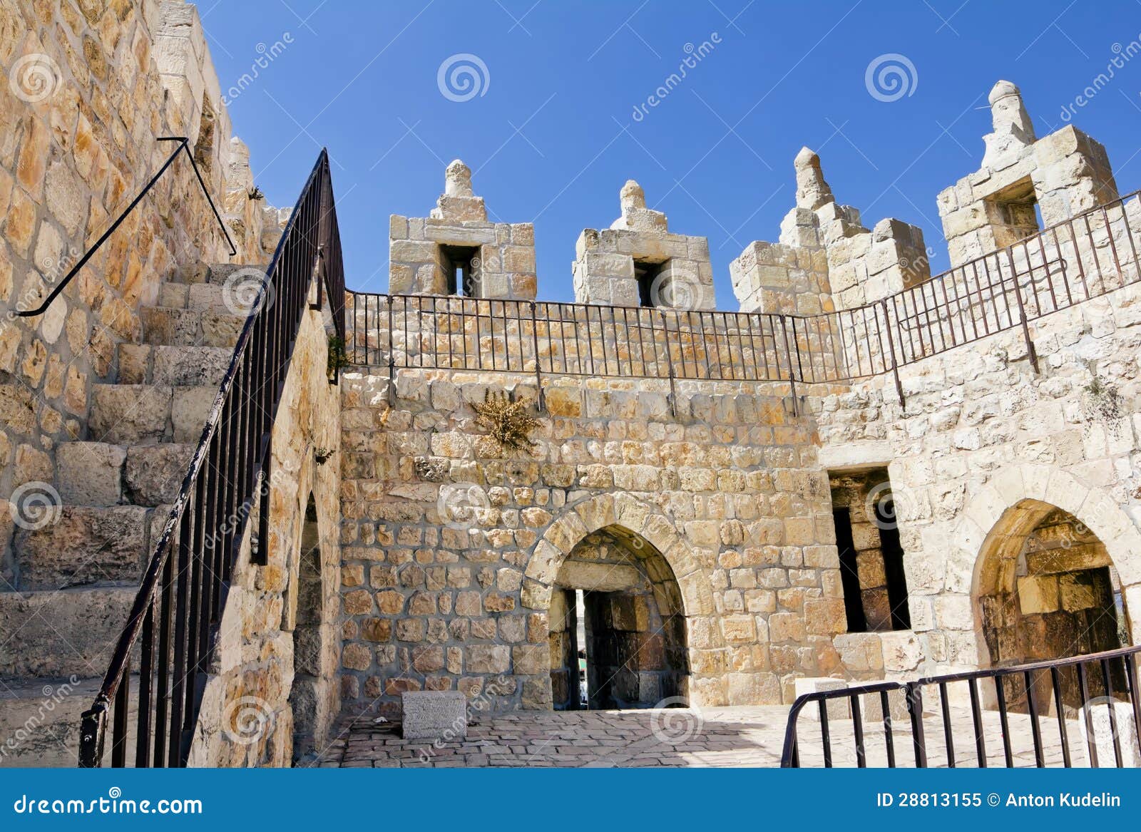 Damascus Gate in Jerusalem. Inside View Stock Image - Image of wall ...