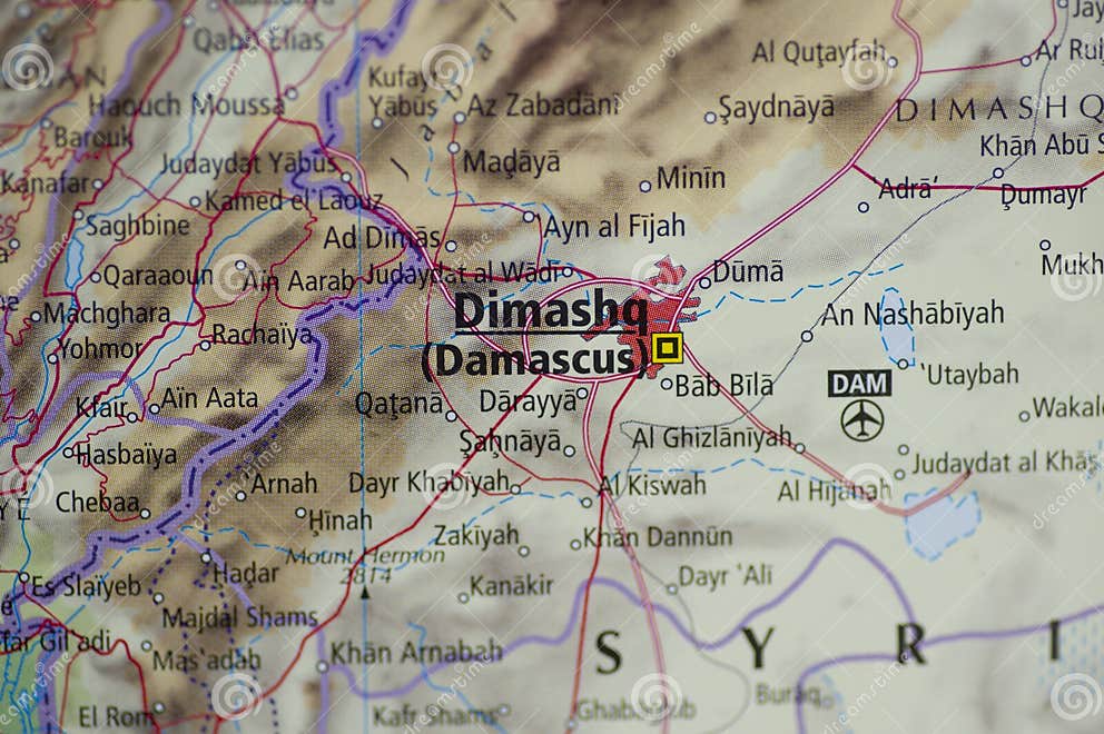 Damascus Map stock photo. Image of palestine, israel - 21200212