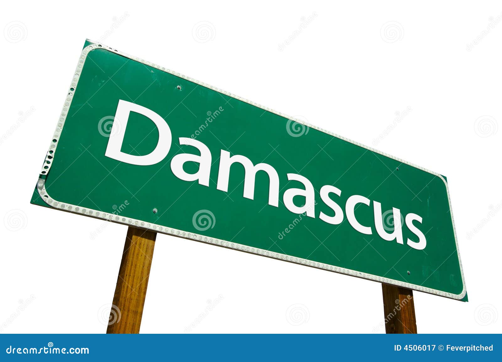 Damascus Road Sign Isolated on White. Stock Image - Image of abstract ...