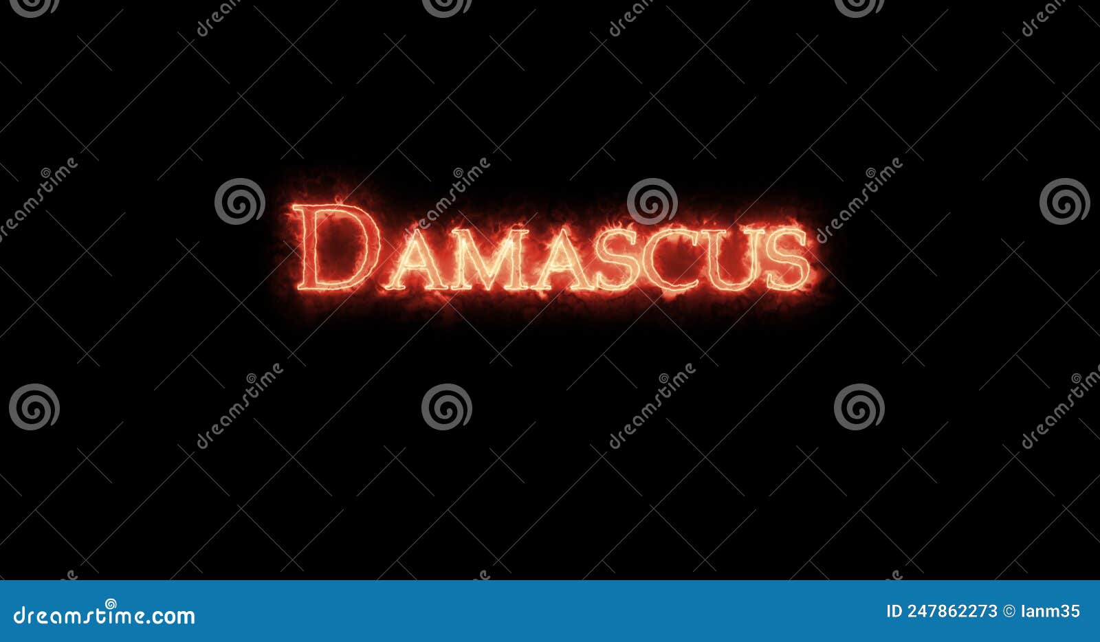 Damascus Written with Fire. Loop Stock Video - Video of energy, flames ...