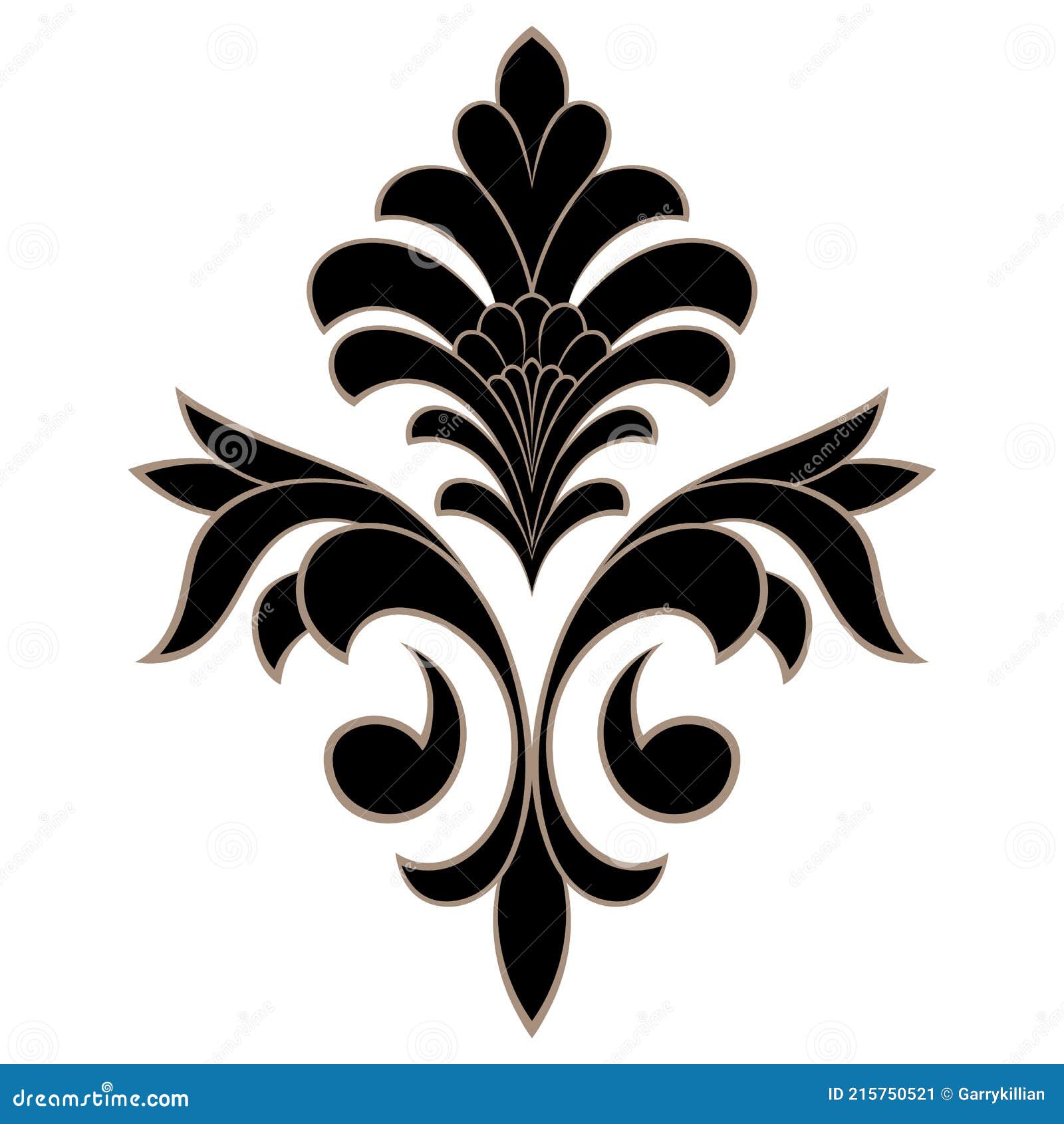 Damask Central Element Isolated. Vector Damask Illustration. Stock ...