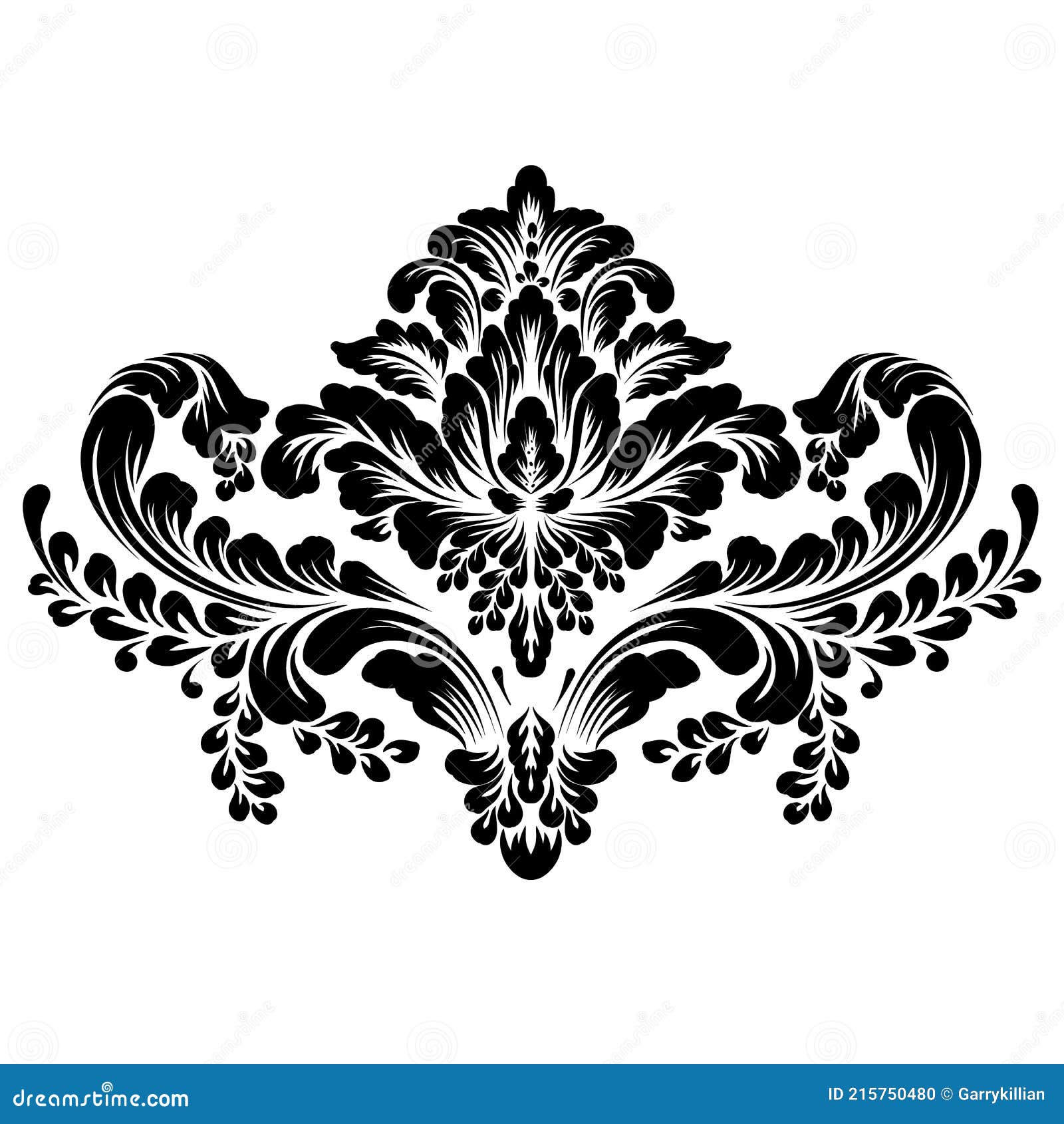 Damask Central Element Isolated. Vector Damask Illustration. Stock ...