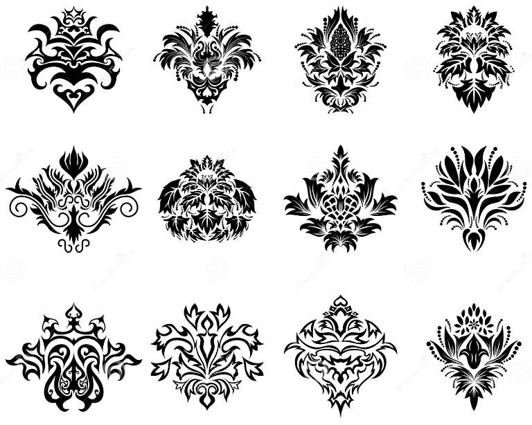 Damask emblem set stock vector. Illustration of borders - 11191385