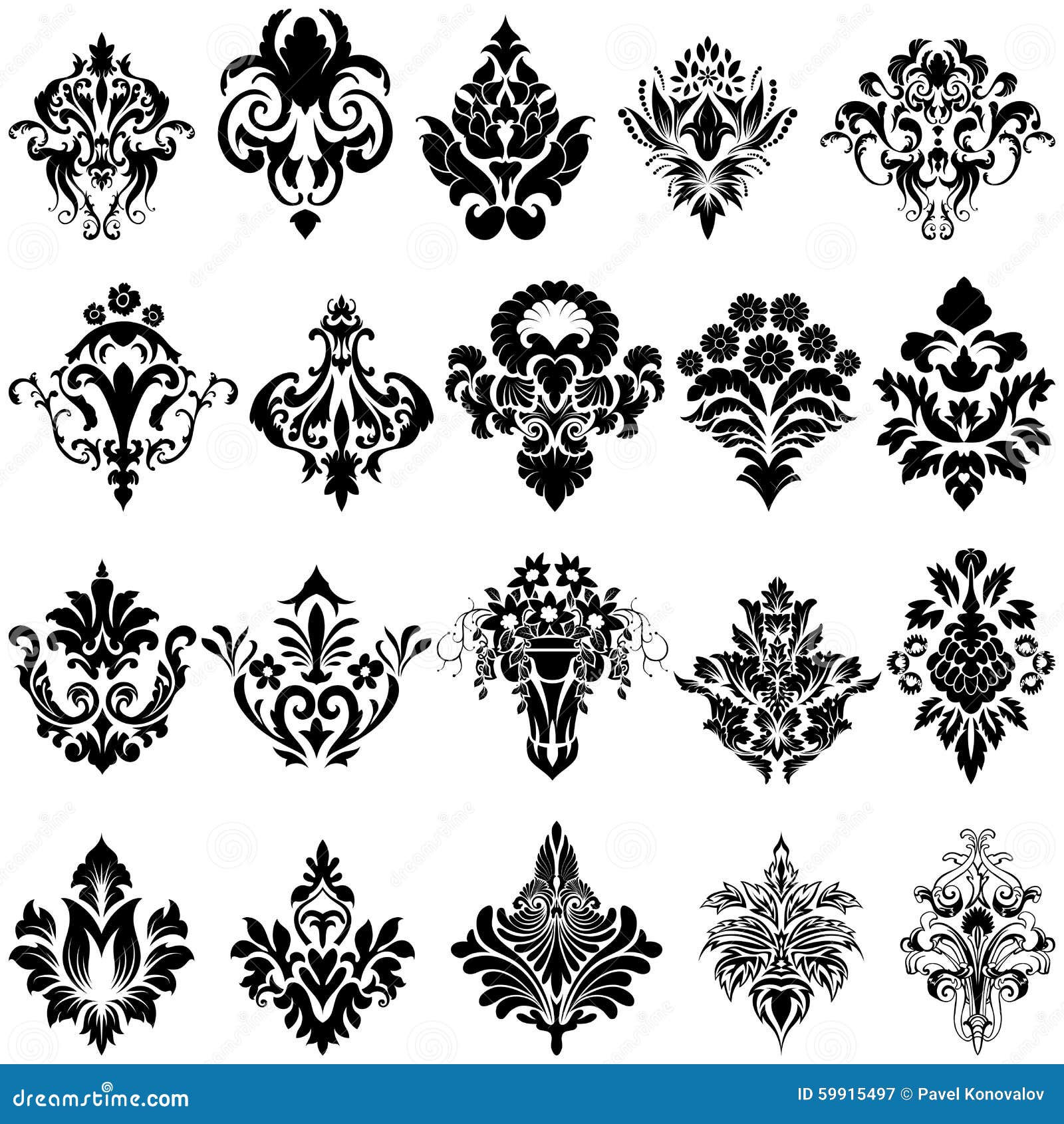 Damask Emblem Set stock vector. Illustration of decoration - 59915497