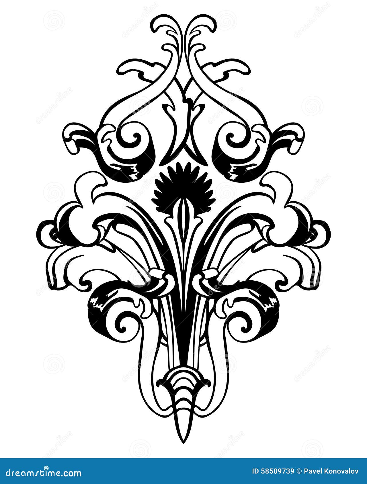 Damask Emblem stock vector. Illustration of revival, flower - 58509739