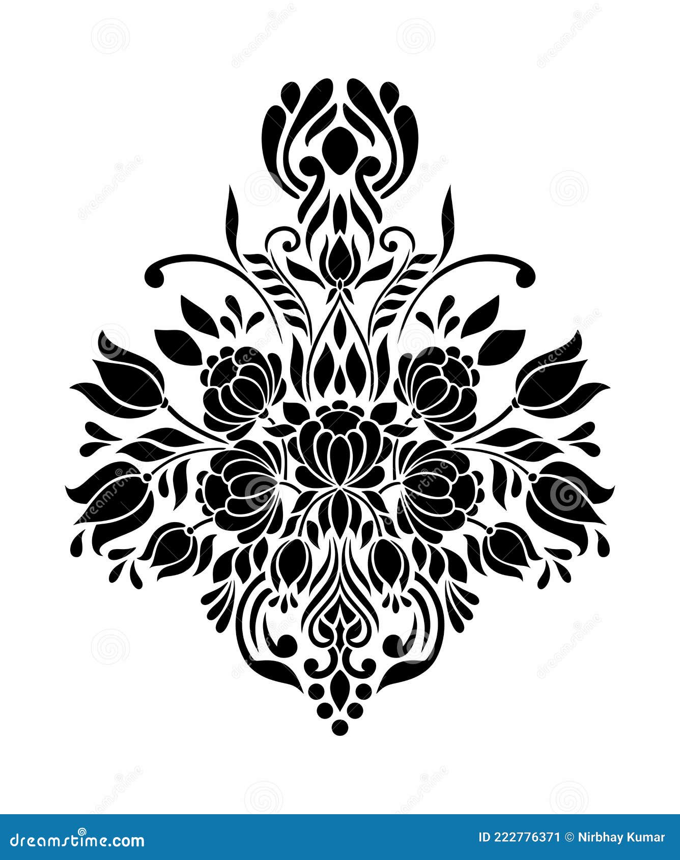 Damask Floral Scroll Design Background Stock Vector - Illustration of ...