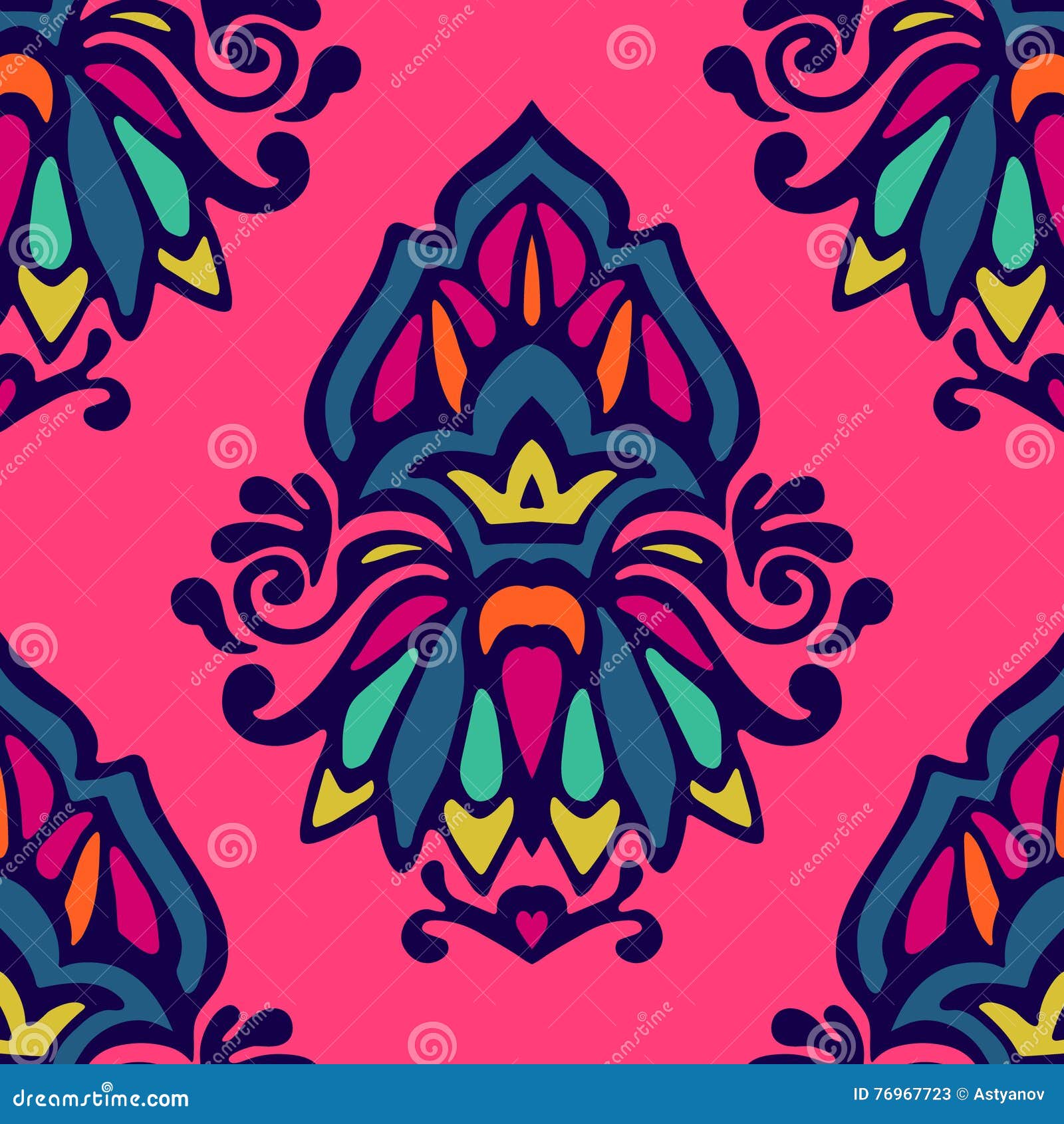 Damask Floral Vector Pattern Stock Vector - Illustration of decorative ...