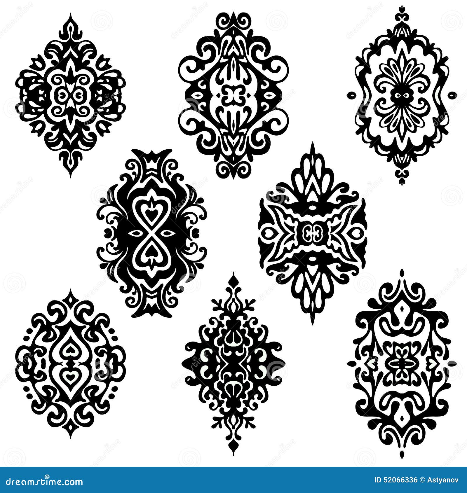 Damask Flower Ornamental Designs Stock Vector - Illustration of arabic ...