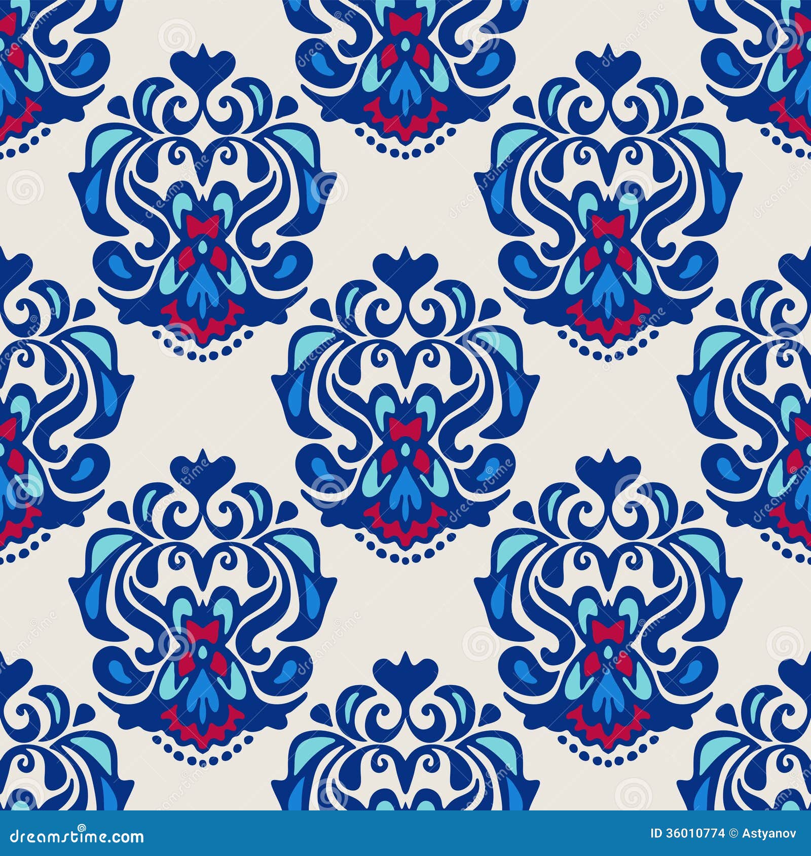 Damask Flower Seamless Pattern Stock Illustration - Illustration of ...