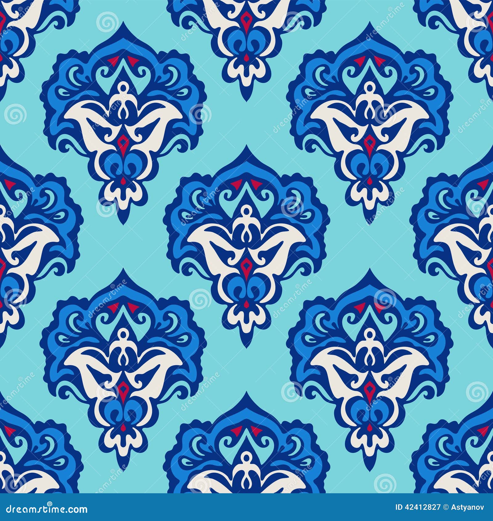 Damask Flower Vector Seamless Stock Vector - Illustration of medieval ...