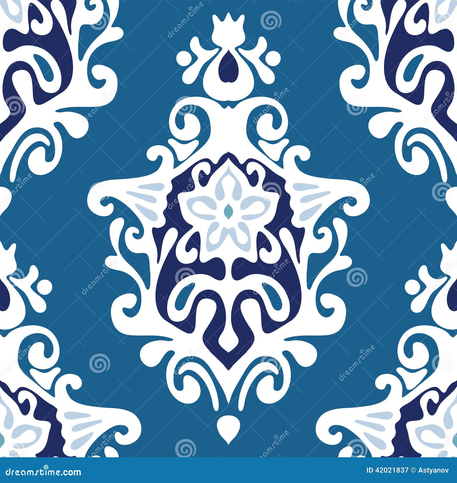 Damask Flower Vector Seamless Stock Vector - Illustration of elegant ...