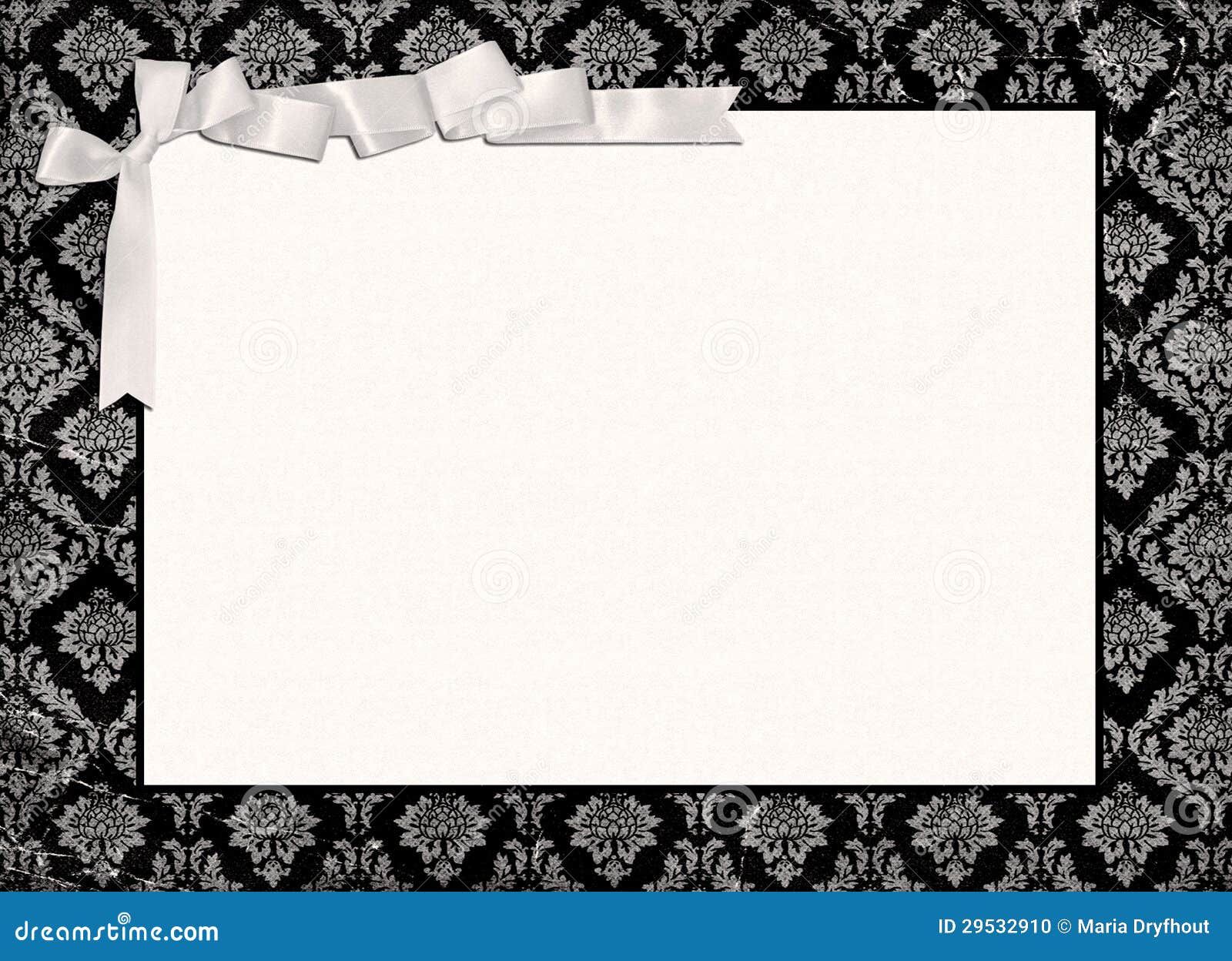 Damask Frame with Satin Ribbon Stock Illustration - Illustration of ...