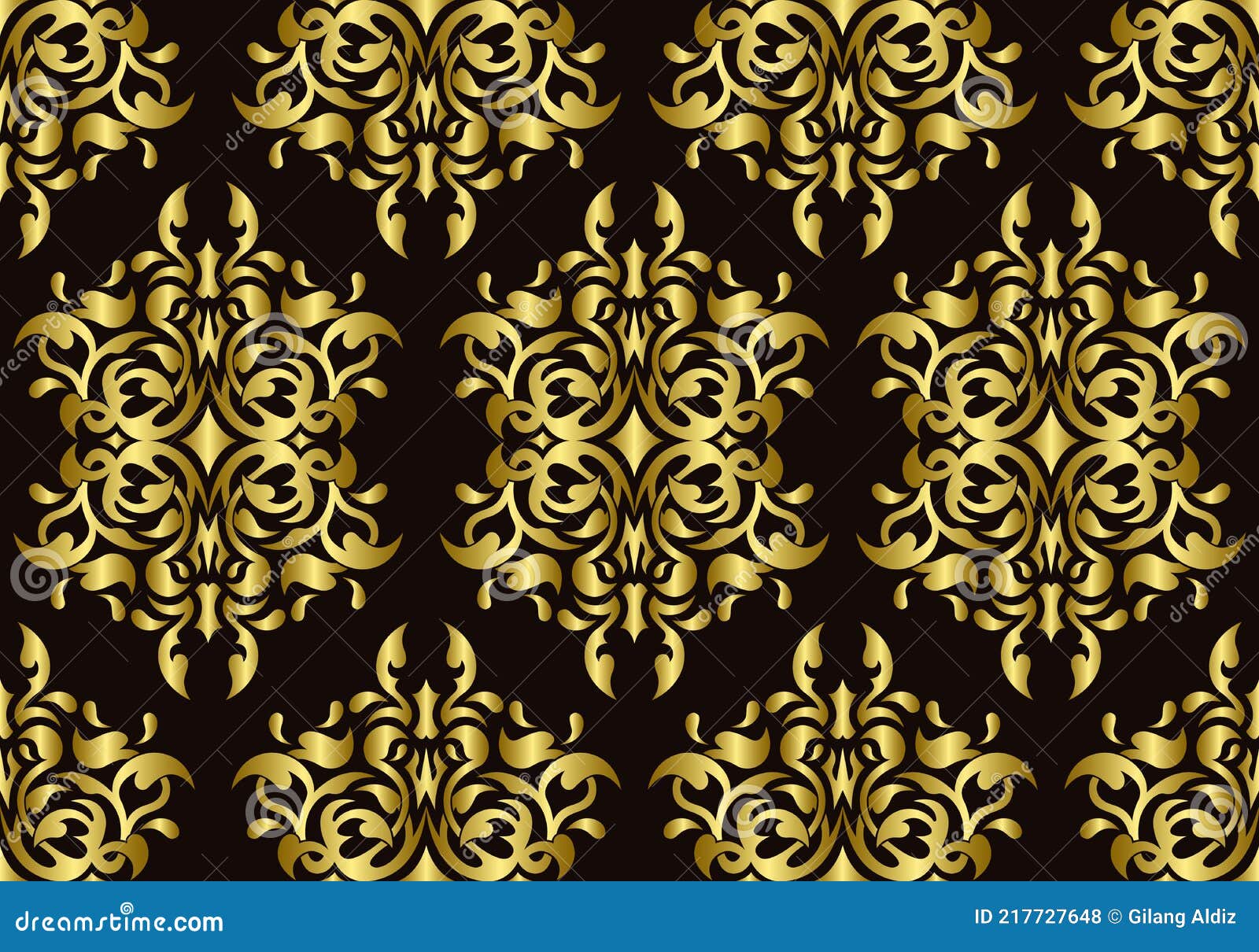 Damask Golden Seamless Pattern Vector Stock Vector - Illustration of ...