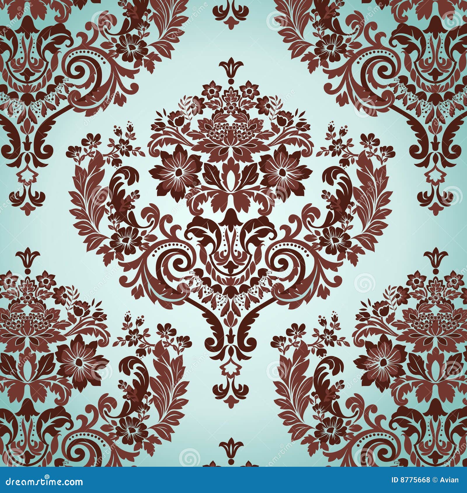 Damask pattern stock vector. Illustration of fabric, plant - 8775668