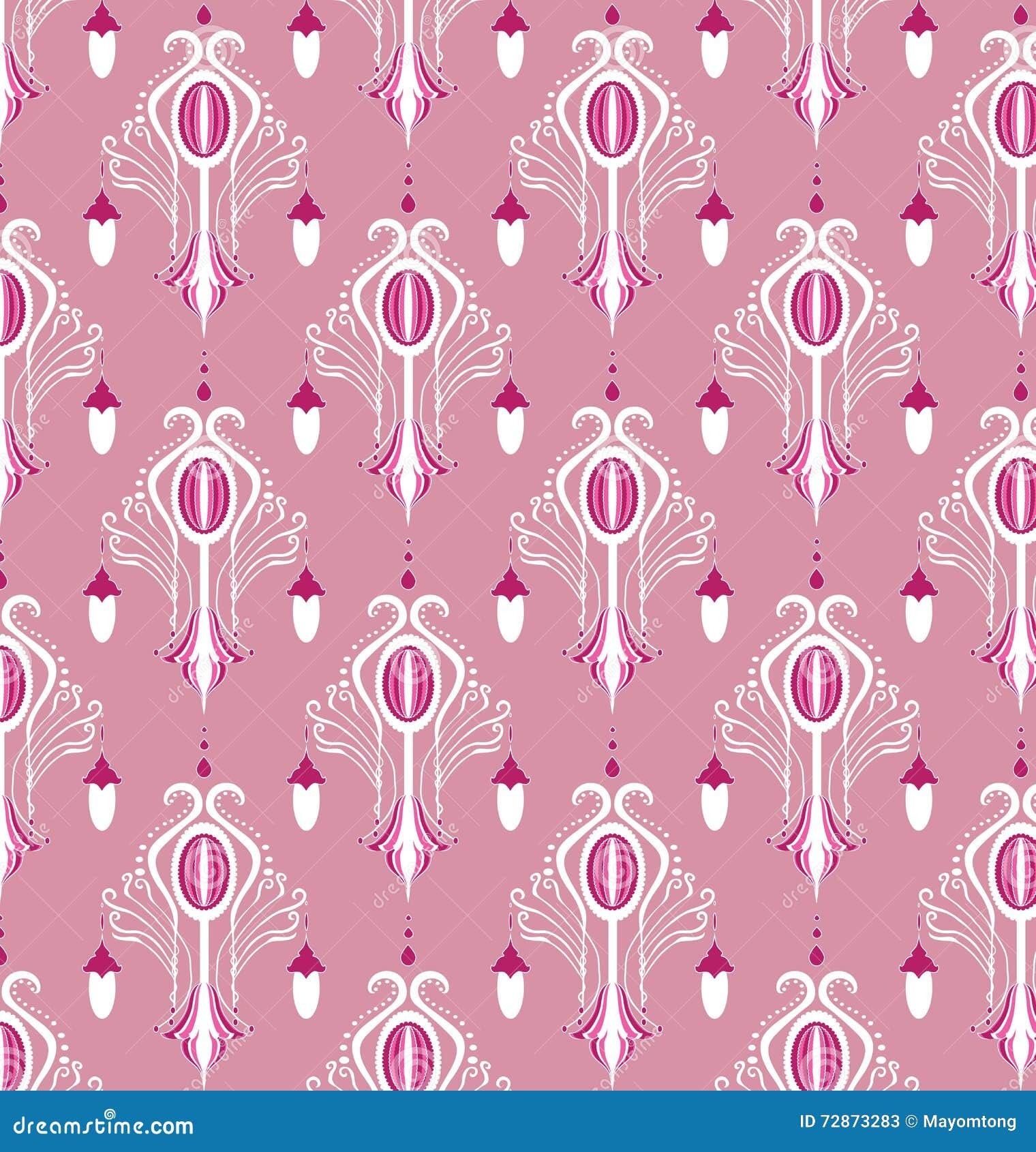 Damask pattern pink stock vector. Illustration of flower - 72873283