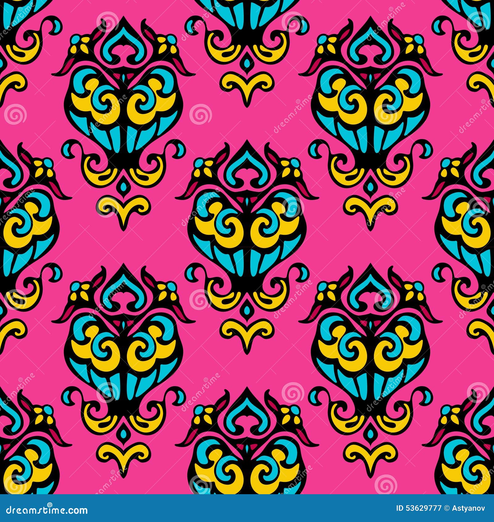 Damask Pink Abstract Seamless Pattern Stock Vector - Illustration of ...