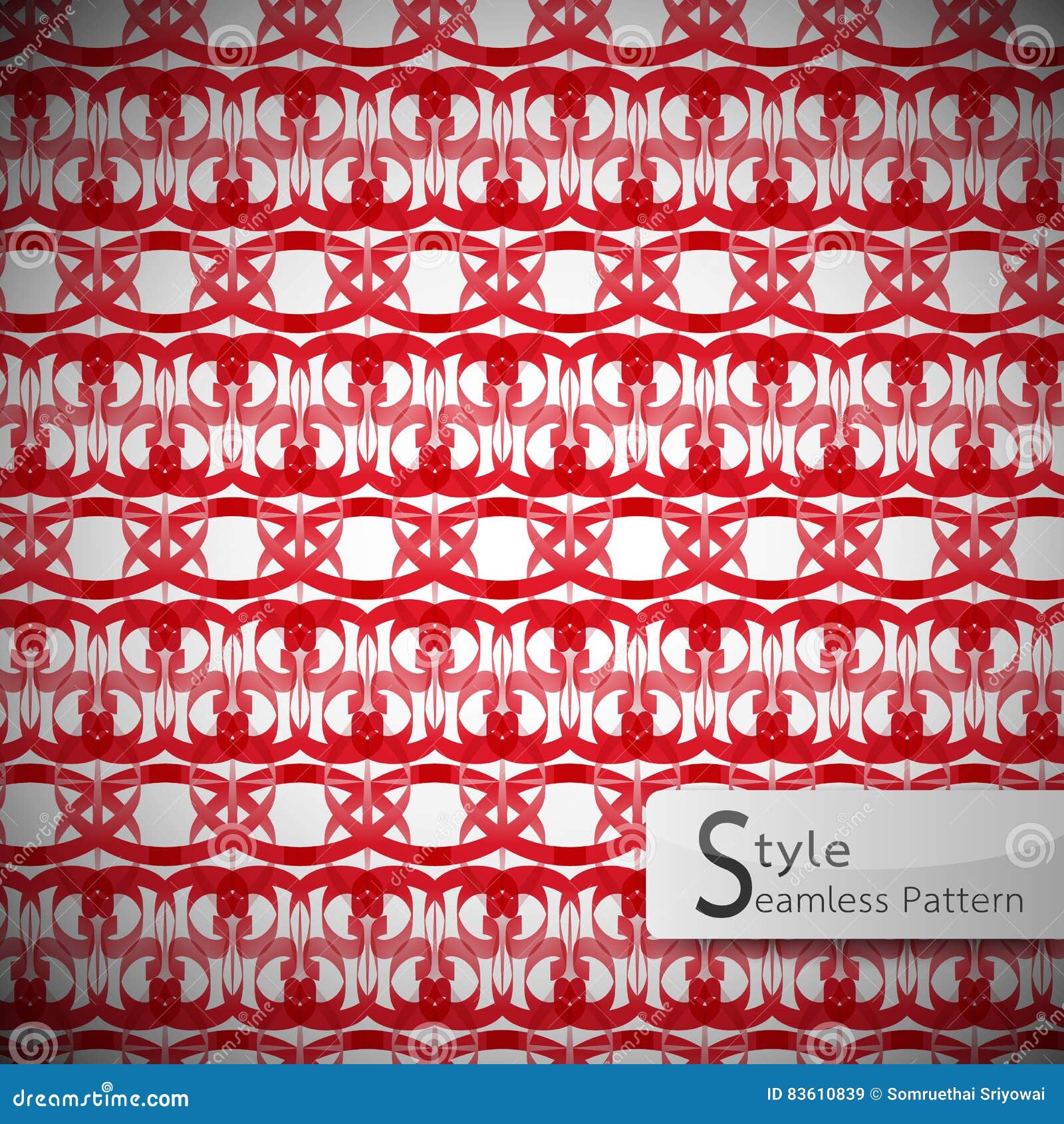 Damask Red Lattice Ribbon Vintage Geometric Seamless Pattern Vector ...