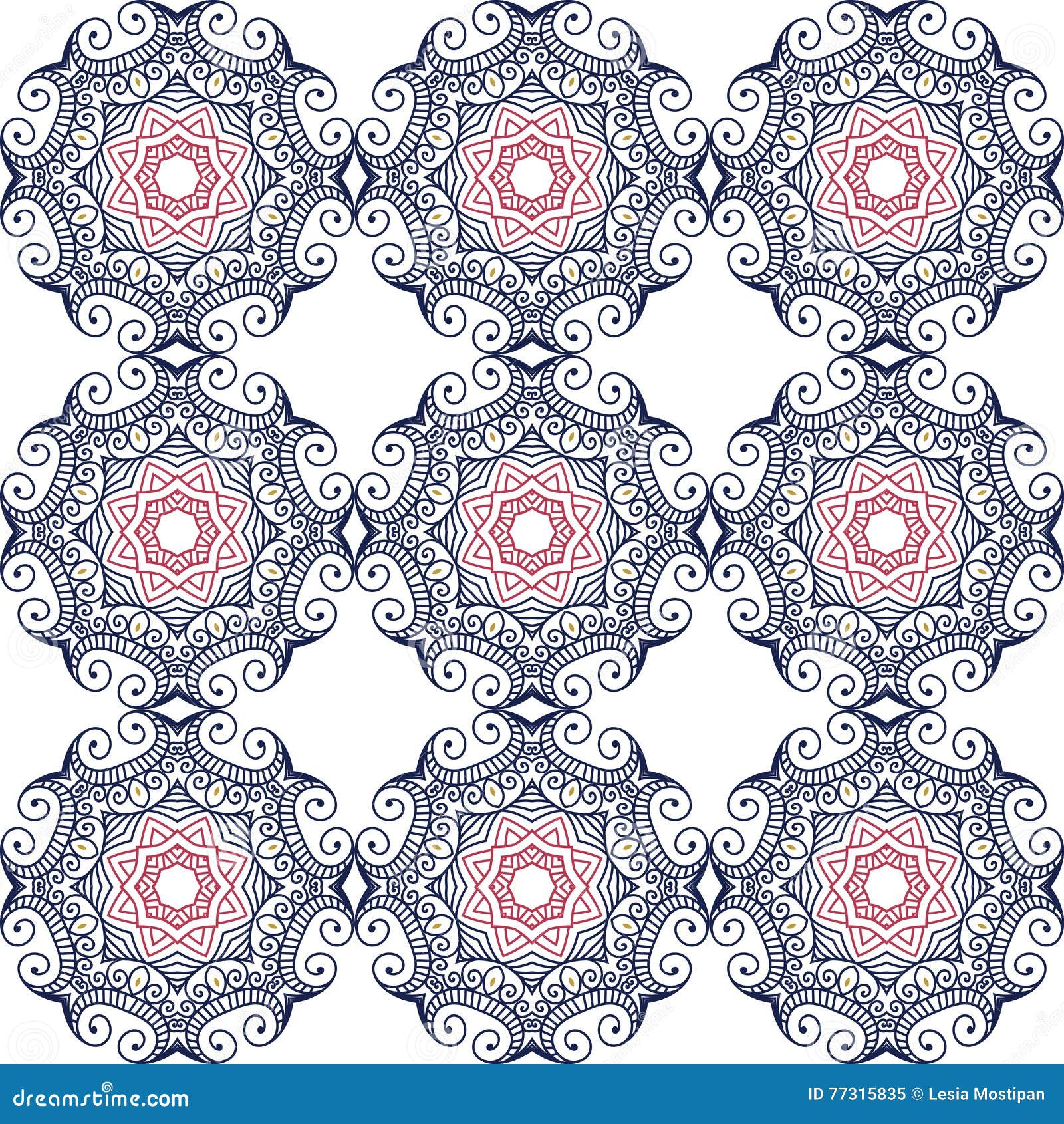 Damask Round Floral Ornament. Stock Vector - Illustration of ethnic ...