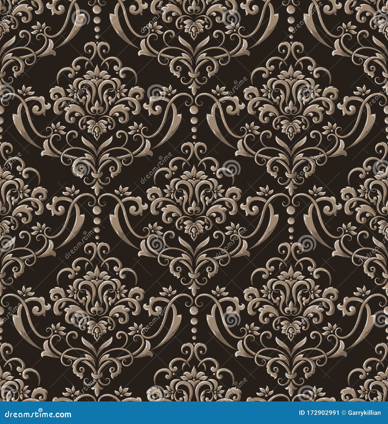 Damask Seamless Emboss Pattern Background Vector Classical Luxury Old