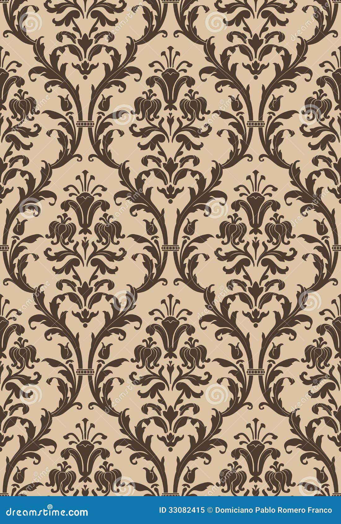 Damask Seamless Pattern in Brown and Beige Stock Vector - Illustration ...