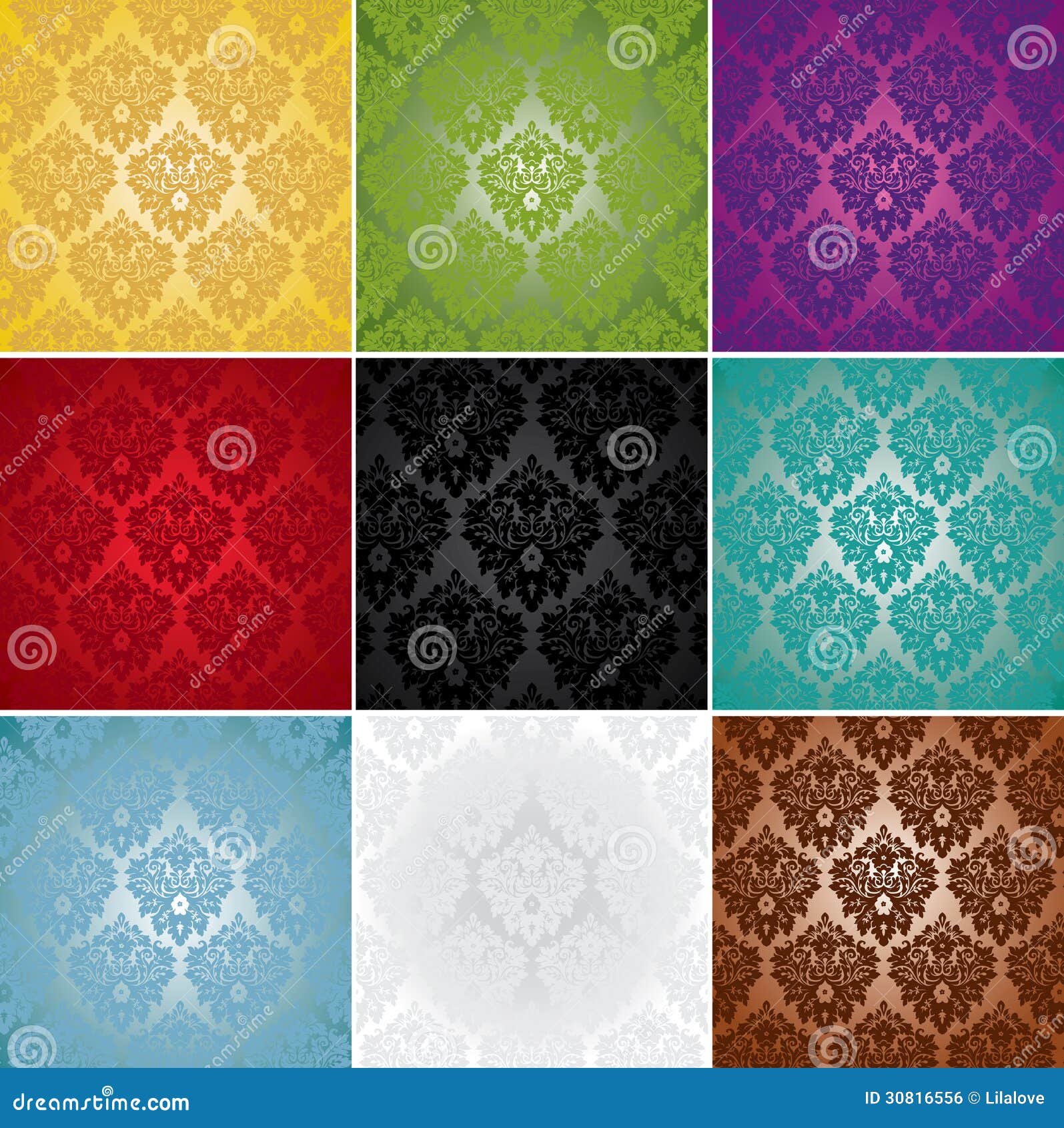Damask Seamless Pattern stock vector. Illustration of floral - 30816556