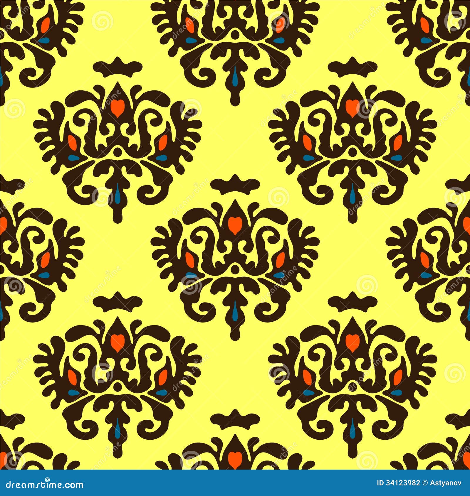 Damask Seamless pattern stock illustration. Illustration of indigenous ...