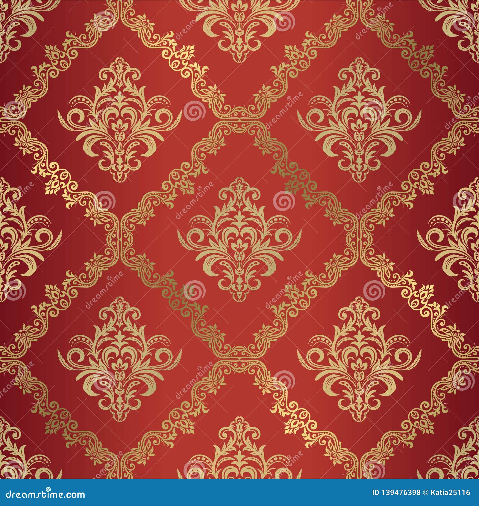 Seamless Vintage Pattern in Red. Damask Wallpaper Stock Vector ...