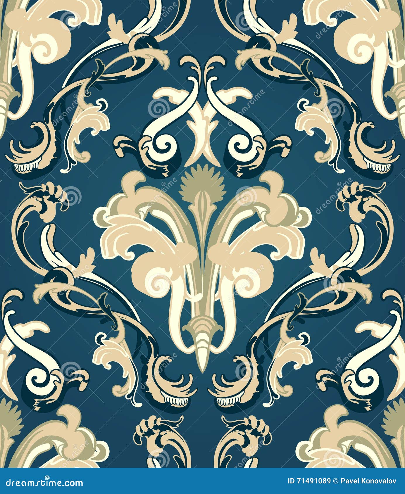 Damask seamless pattern stock vector. Illustration of tile - 71491089