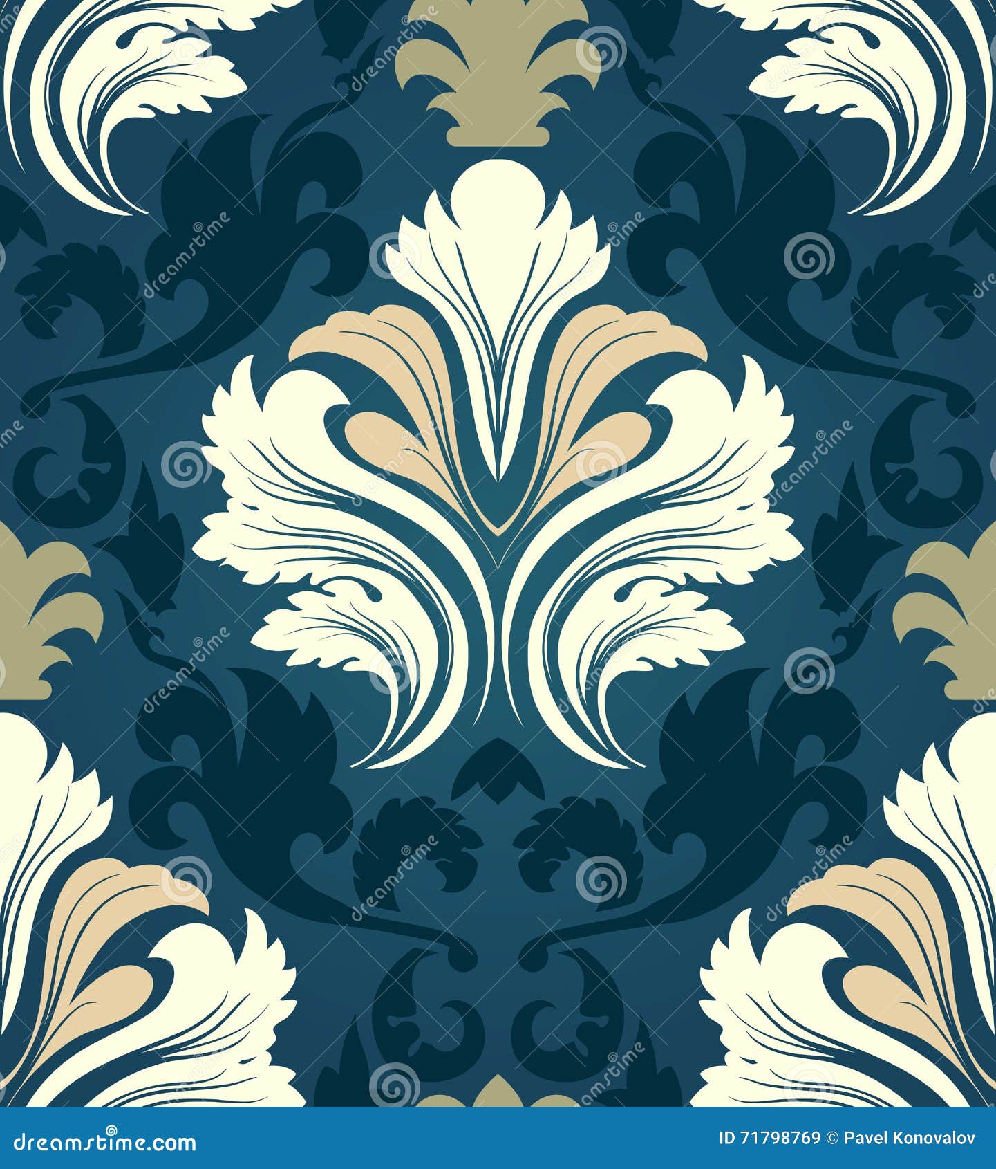 Damask seamless pattern stock vector. Illustration of design - 71798769