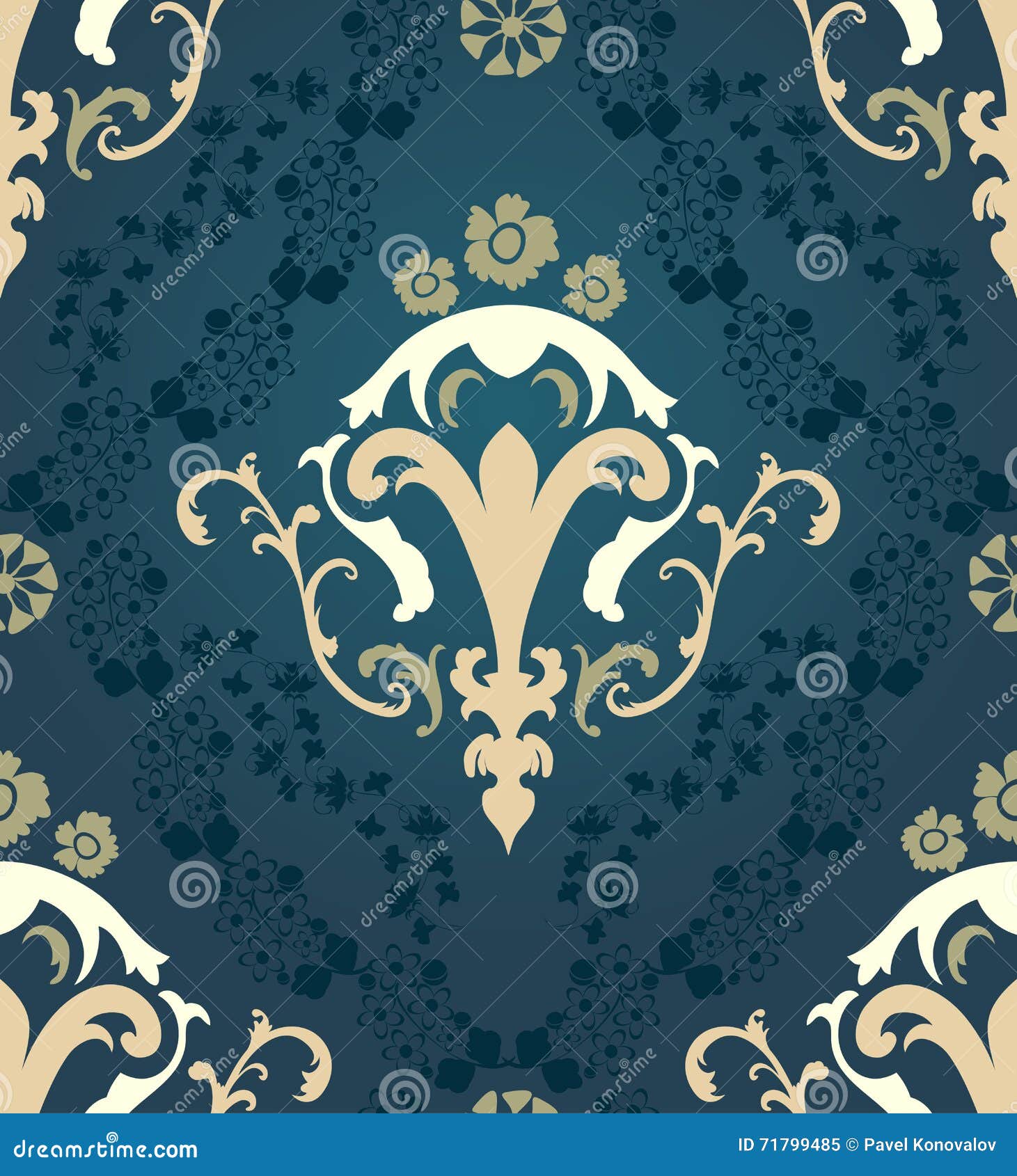 Damask seamless pattern stock vector. Illustration of seamless - 71799485