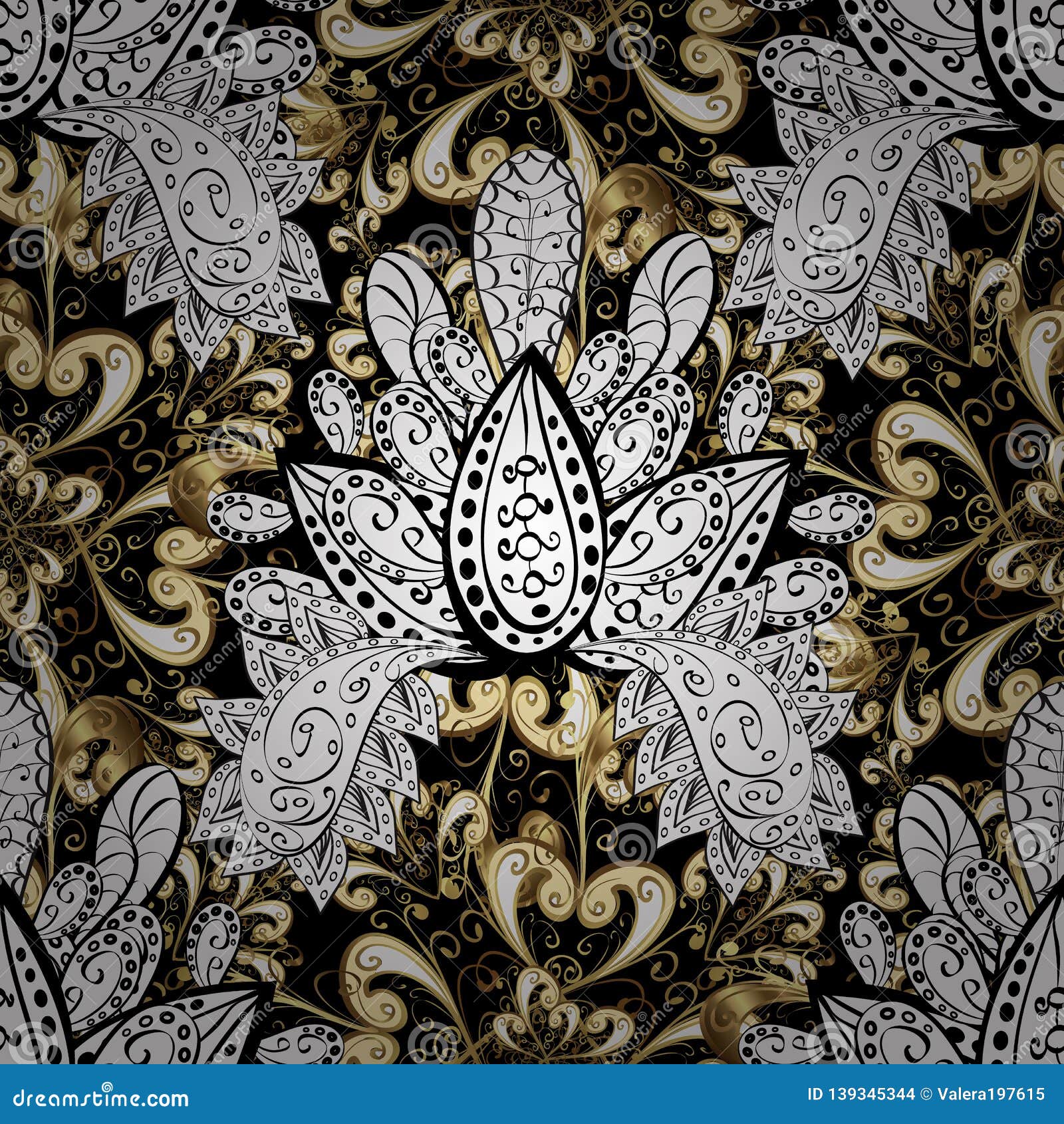 Damask Seamless Pattern Repeating Background Stock Illustration ...