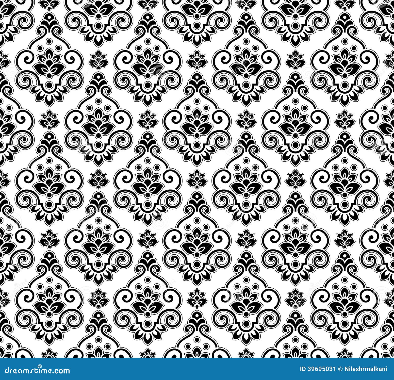 Damask seamless pattern stock vector. Illustration of floral - 39695031