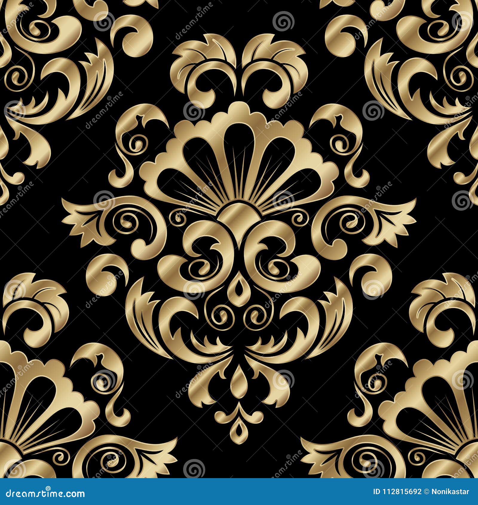 Damask seamless pattern stock vector. Illustration of floral - 112815692